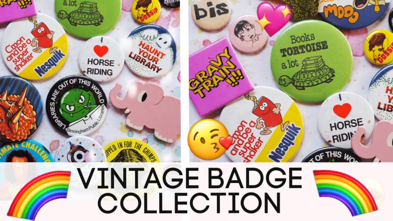 My Vintage Badge Collection | 80s 90s Nostalgia | Vintage Haul - YouTube