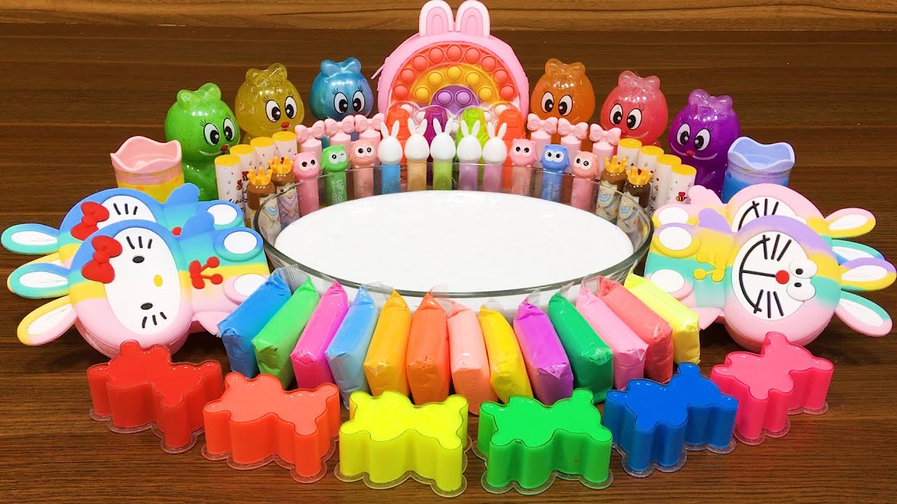 RABBIT slime!!!Mixing makeup, clay and more into GLOSSY slime ...