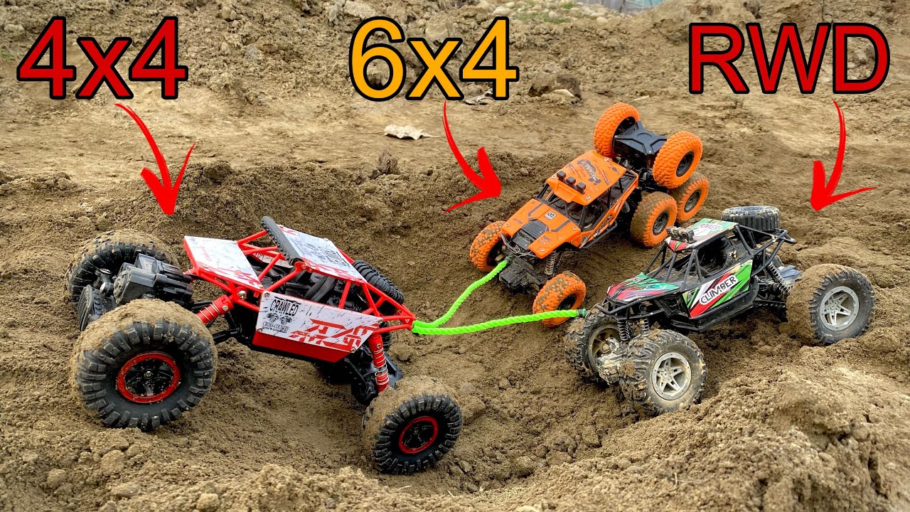 Rc 4x4 recovering Rc 6x4 and RWD | Rc cars recovery Video - YouTube