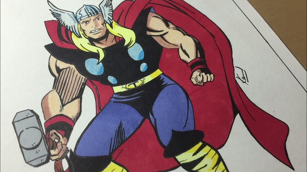 Drawing THOR (classic) God of Thunder - Comic Style - YouTube