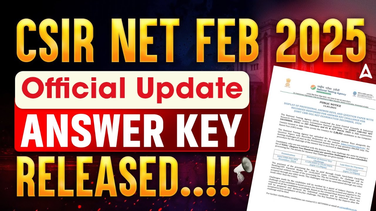 Csir Net Feb 2025 Answer Key Csir Net Answer Key Csir Net Response Sheet 2025 Csir Net