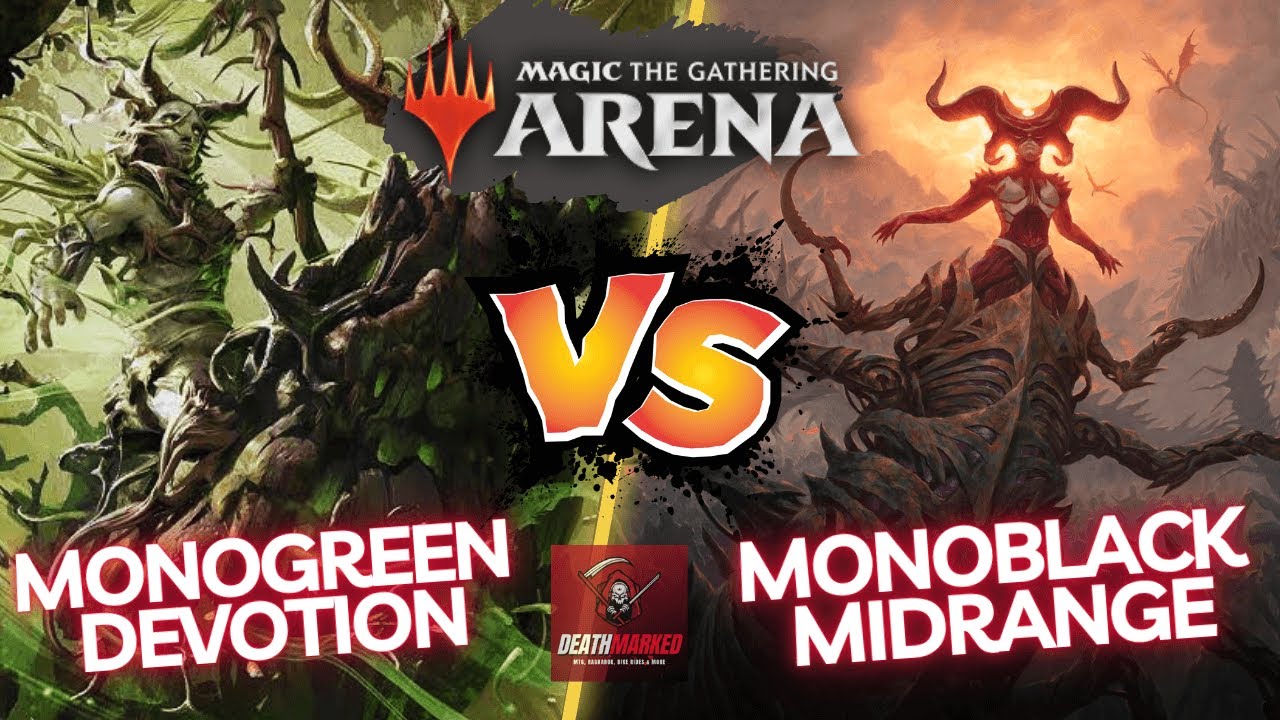 #MTGArena Explorer Gameplay Mono-Green Devotion VS Mono-Black Midrange ...