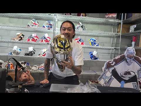 LOGAN THOMPSON Game Worn Goalie Mask Used 2022-23 Las Vegas Golden ...