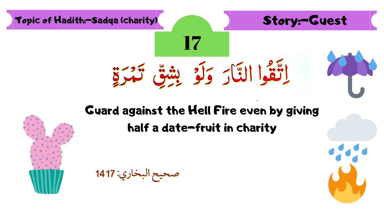 17: Hadith in English: Hadith story on Sadqa: Charity for kids Story: # ...