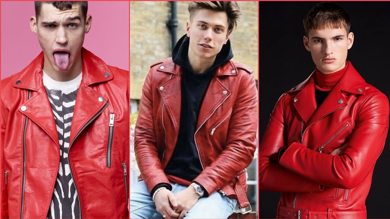 Trendy and amazing Red leather jackets outfits for boys, men's - YouTube
