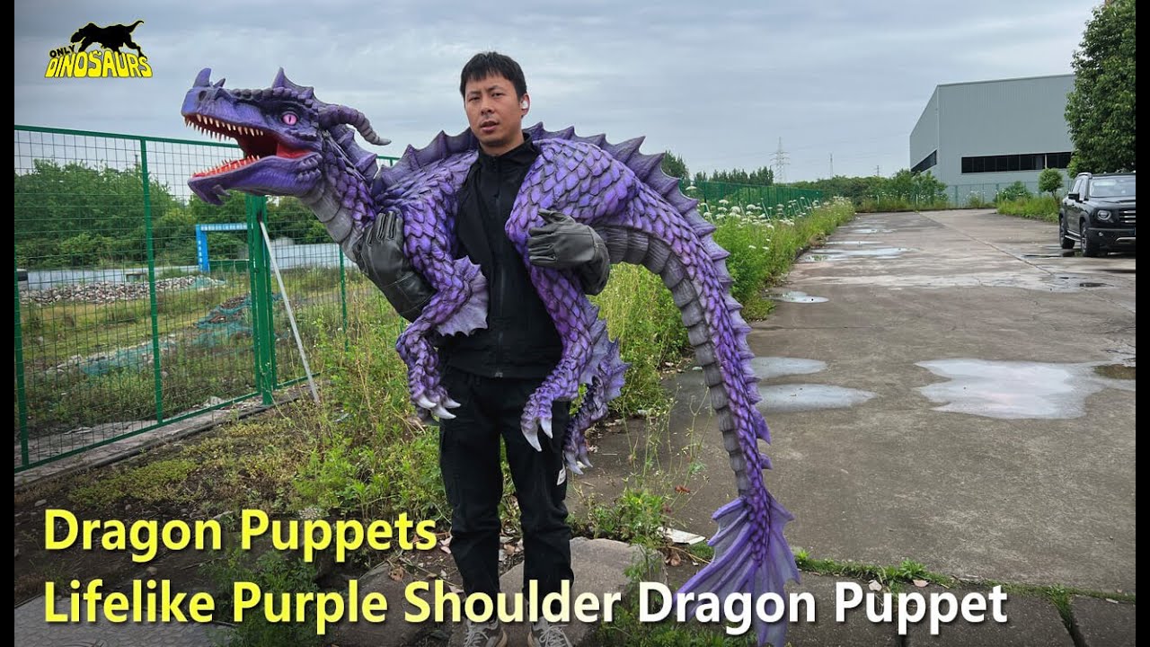 Lifelike Purple Shoulder Dragon Puppet | Dragon puppets - YouTube