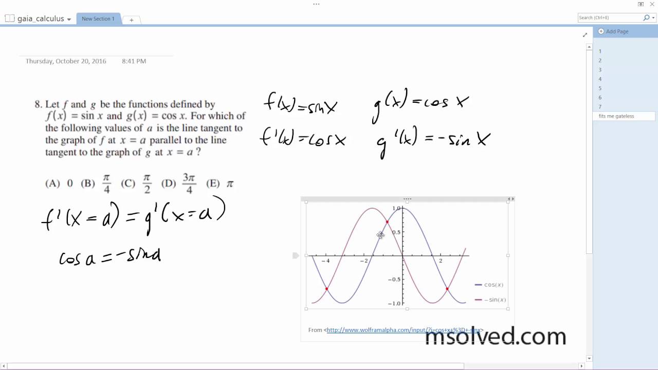 Let F And G Be The Functions Defined By F x Sin X And G x Cos X