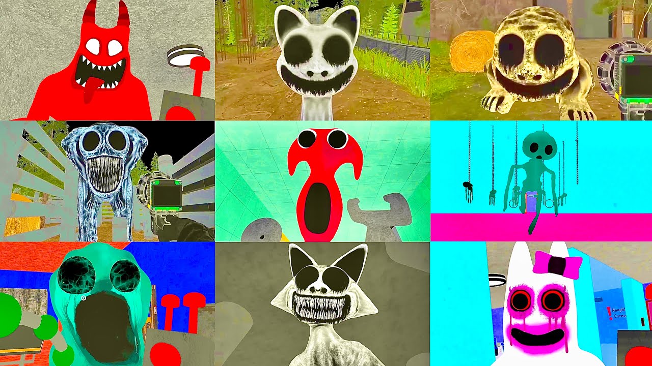Garten Of Banban 1-7 All Jumpscares in FULL BRIGHT MODE Vs Zoonomaly ...