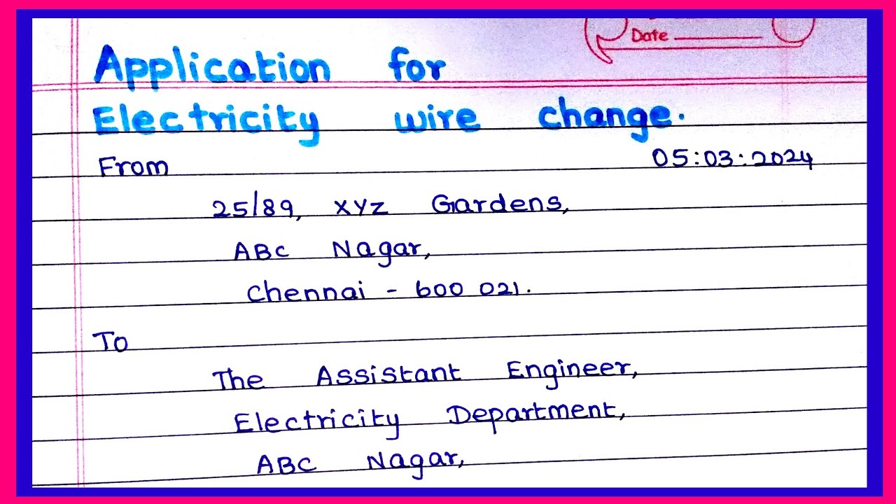 Application for Electricity wire change letter in english || JSJ JESY ...