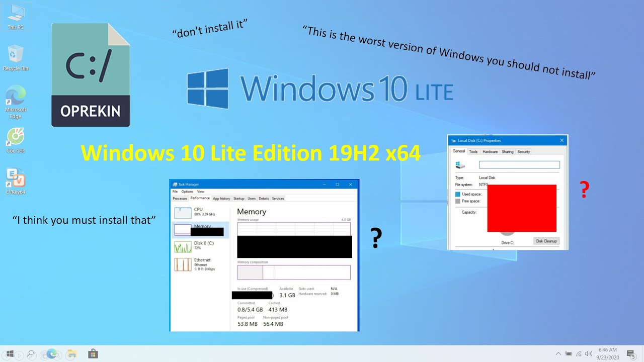 I experience Oprekin's Windows 10 Lite Edition 19H2 x64 - YouTube