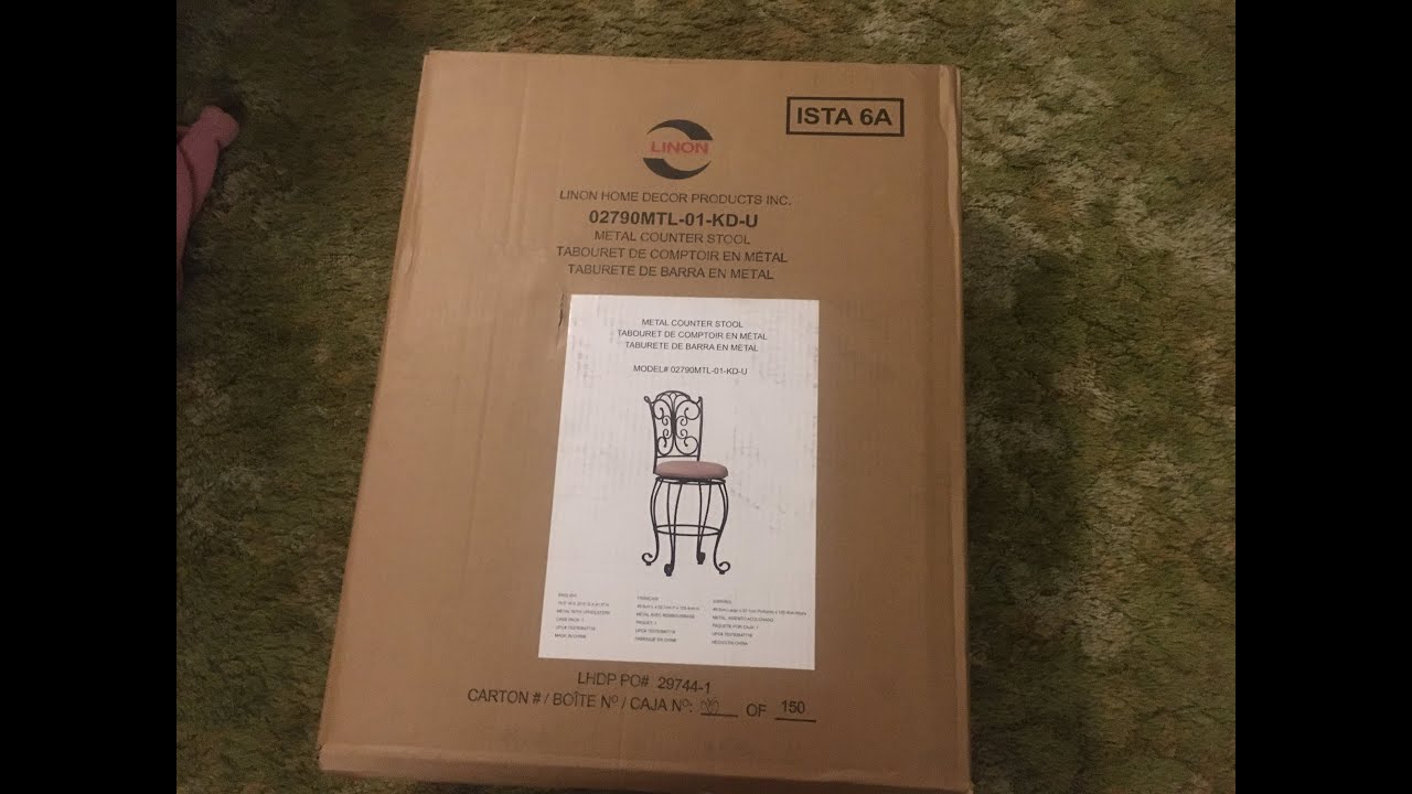 Walmart Clearance Brown LINON Home Decor Metal Counter Stools unboxing ...