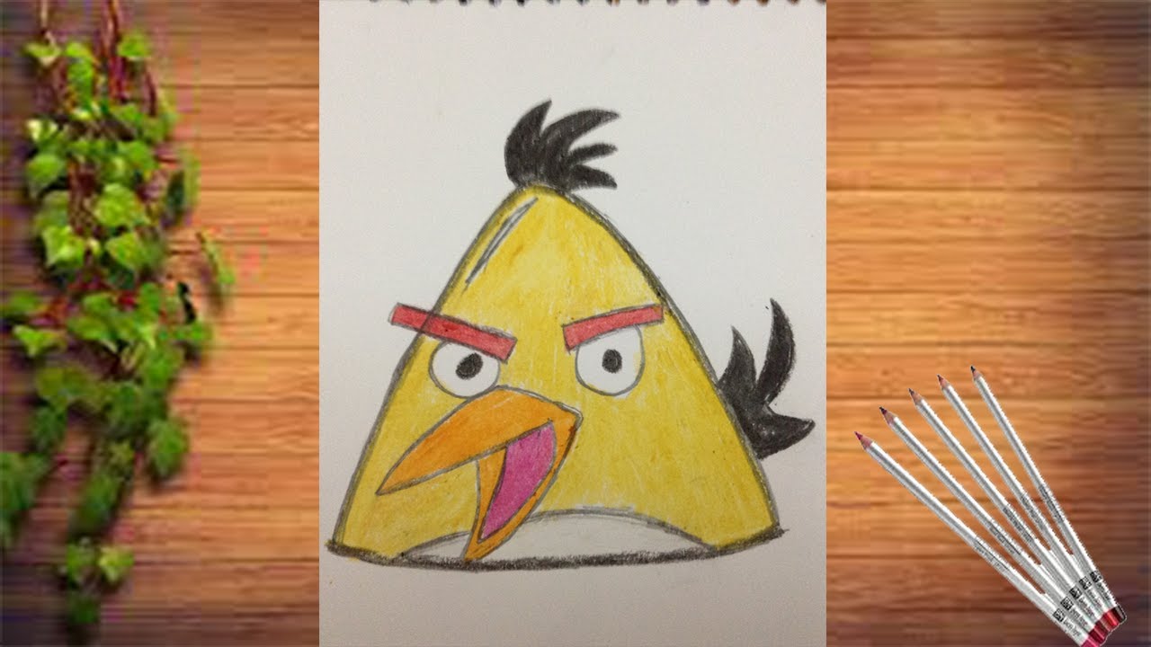 how to draw the yellow angry bird easily- easy drawing of angry birds ...