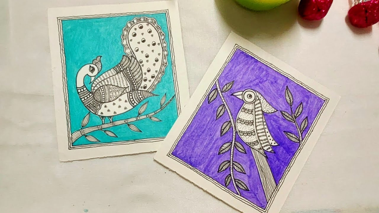 How to Draw Easy Madhubani Painting for Beginners || Madhubani Painting ...