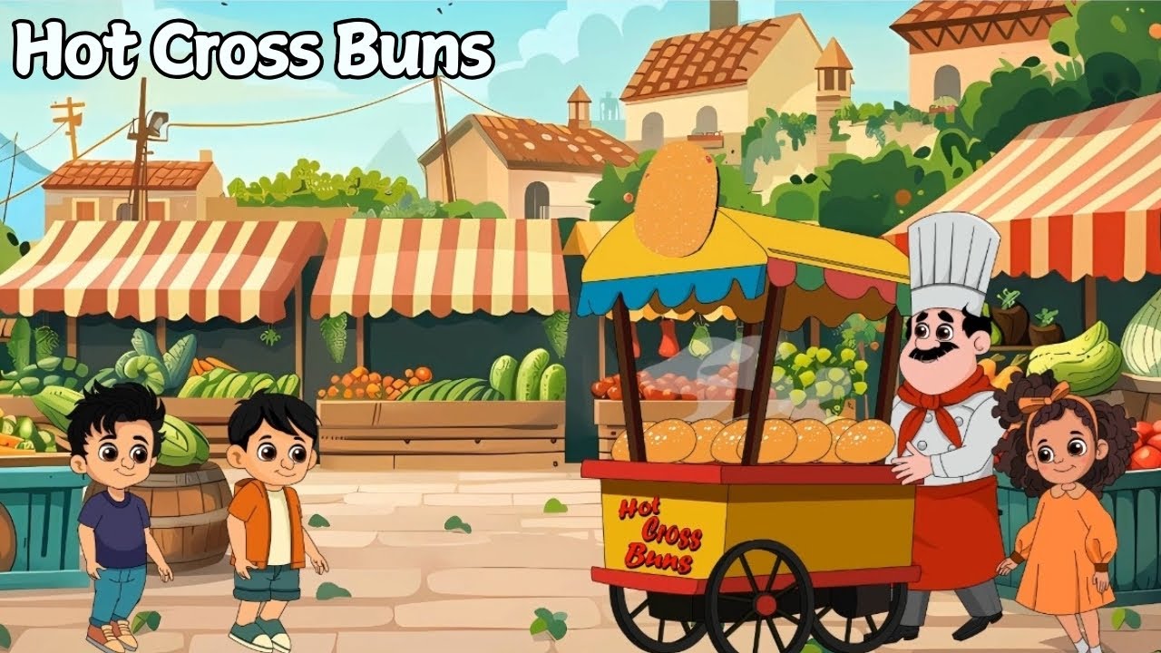 🎶 Hot Cross Buns | Fun Nursery Rhymes for Kids | One a Penny, Two a ...
