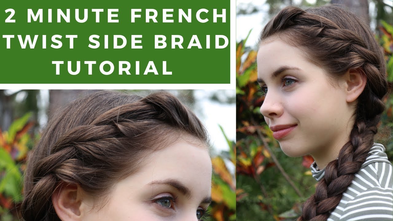 French twist to side braid [2 minute hairstyle] - YouTube