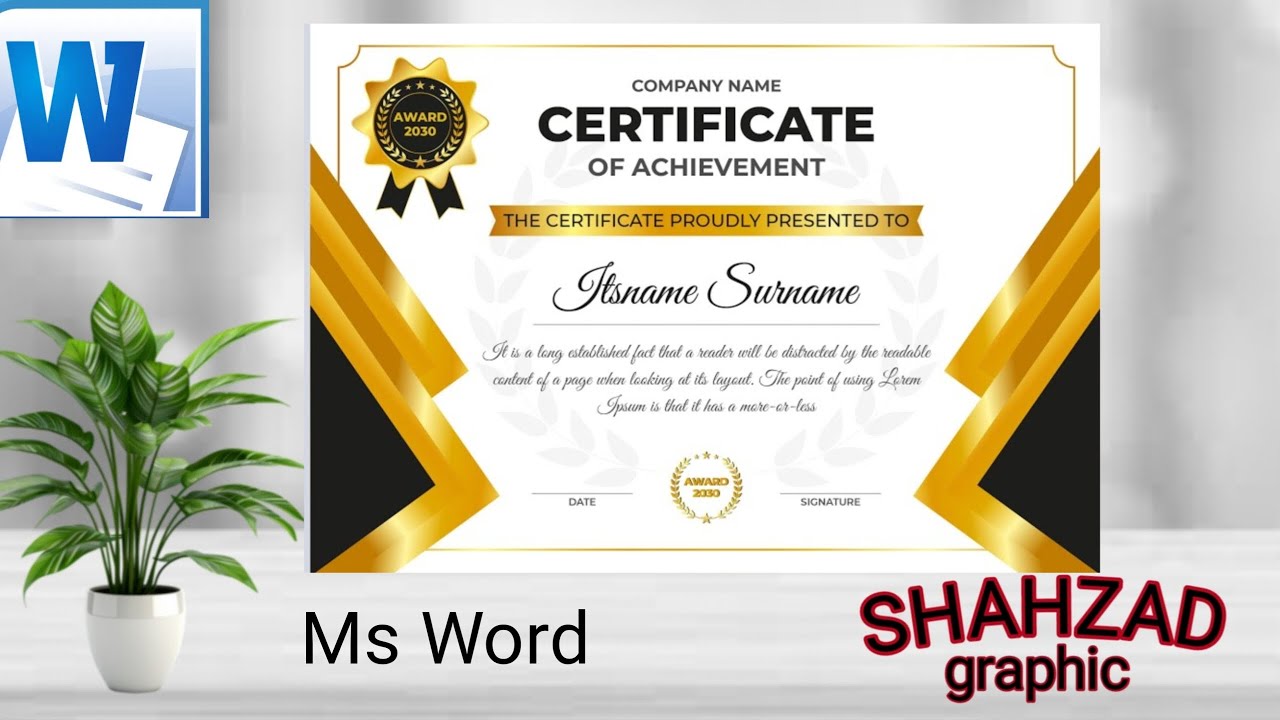 Design a Certificate in MS WORD / Create a PROFESSIONAL Certificate ...