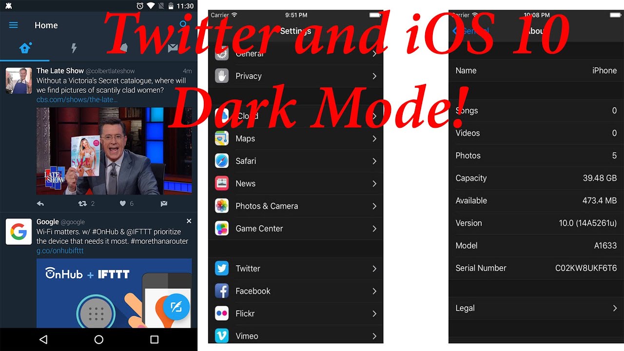 New Twitter + iOS 10 Dark Mode - YouTube