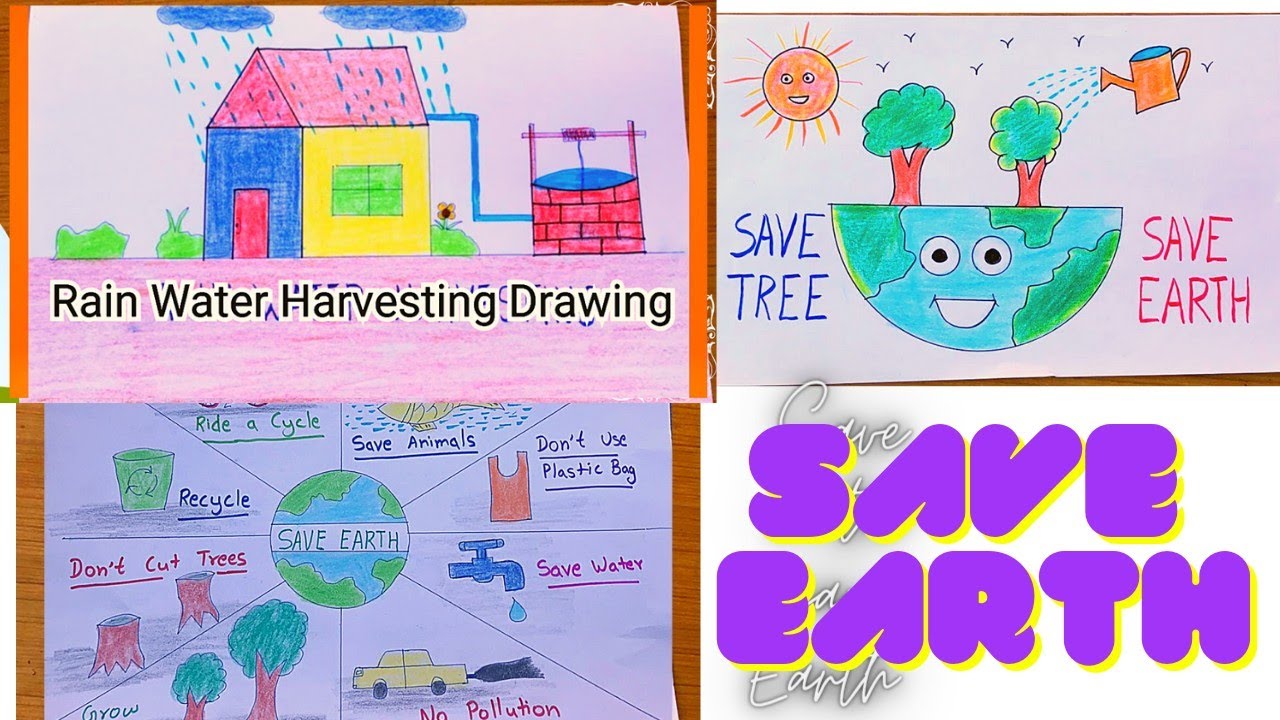 Drawing for school poster competition / save water save Earth drawing ...