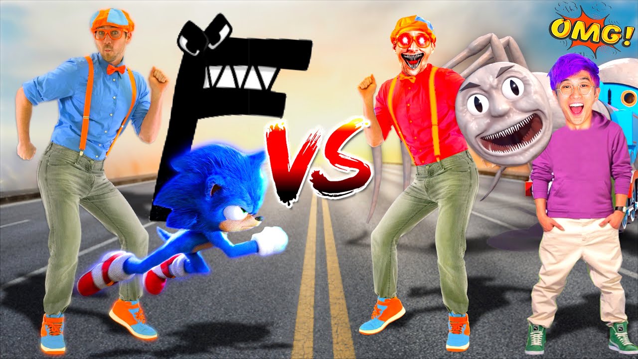 BLIPPI, SONIC, & F FIGHT CURSED BLIPPI, LANKYBOX, AND CURSED THOMAS IN ...