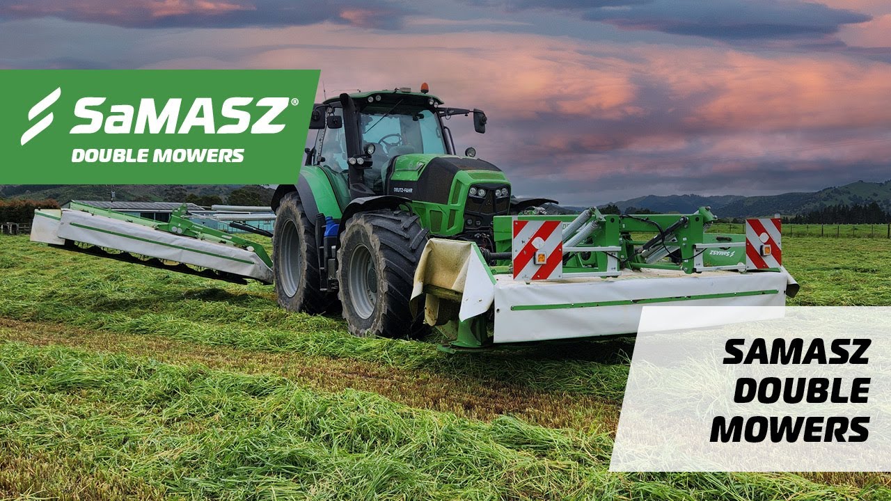 SaMASZ Double Mowers in action in New Zealand - YouTube