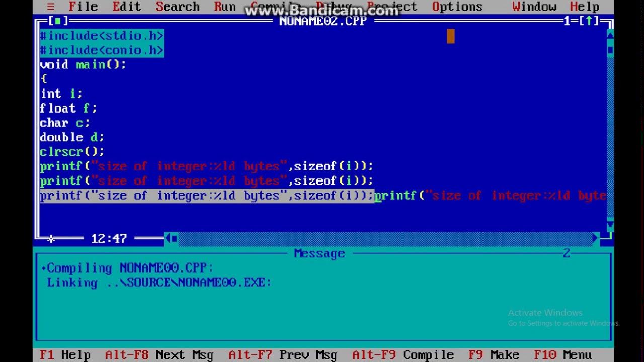 c programing to find length of int, float, char, double - YouTube
