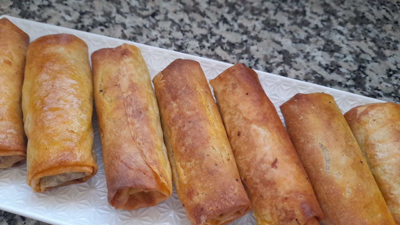 Simple Moroccan spring roll with ground beef//سيكار بالكفتة طريقة جديدة ...