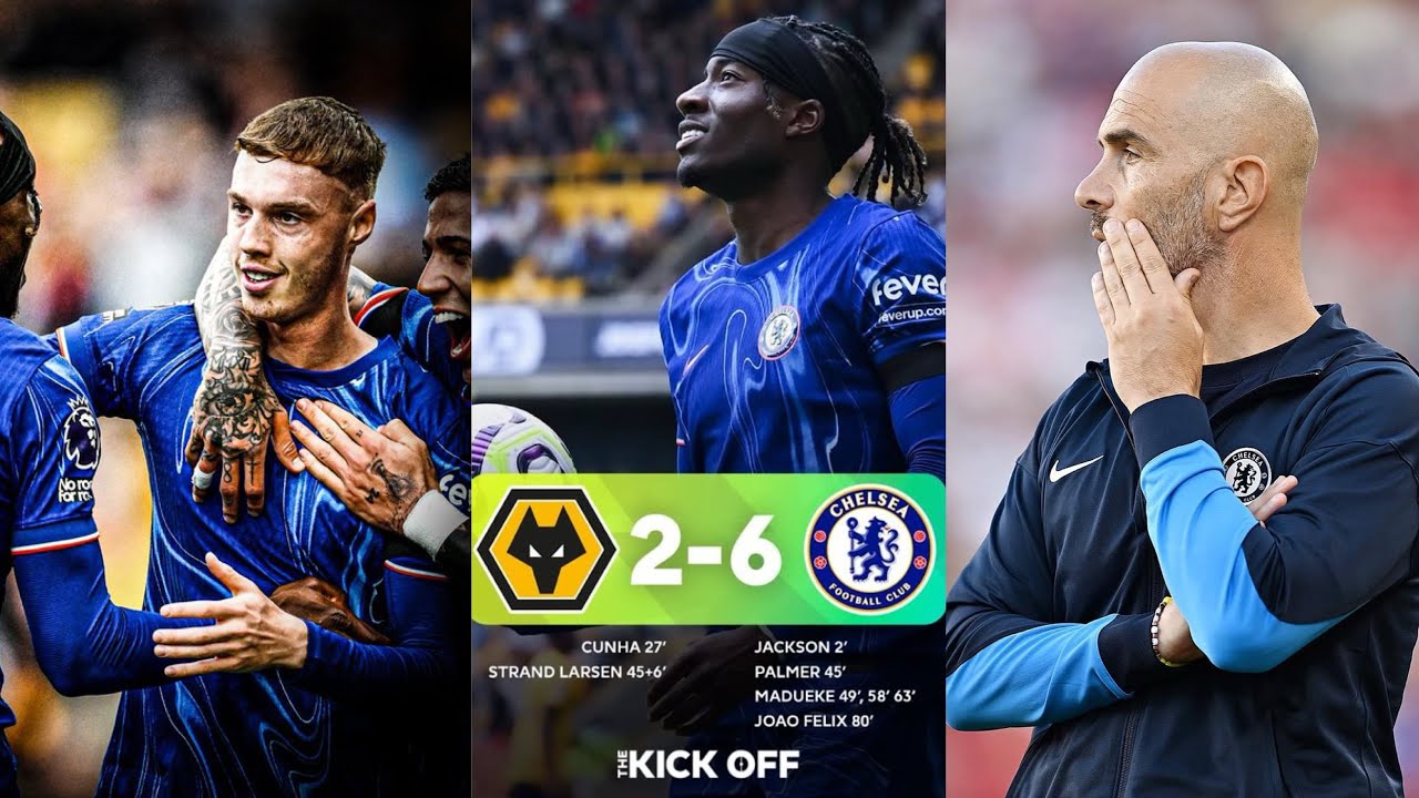 CHELSEA vs WOLVES 6-2 | Madueke Hat trick 🔥| Palmer 3 assists ...