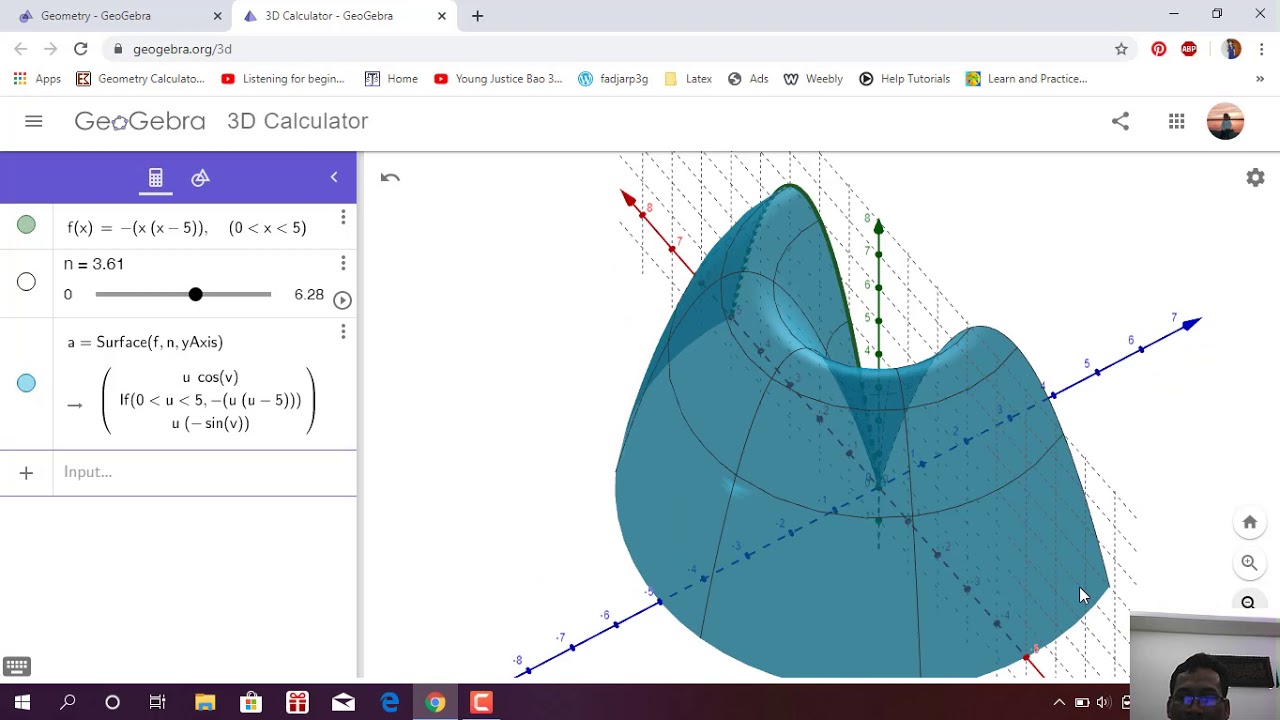 How draw function rotated around x or y axis - YouTube