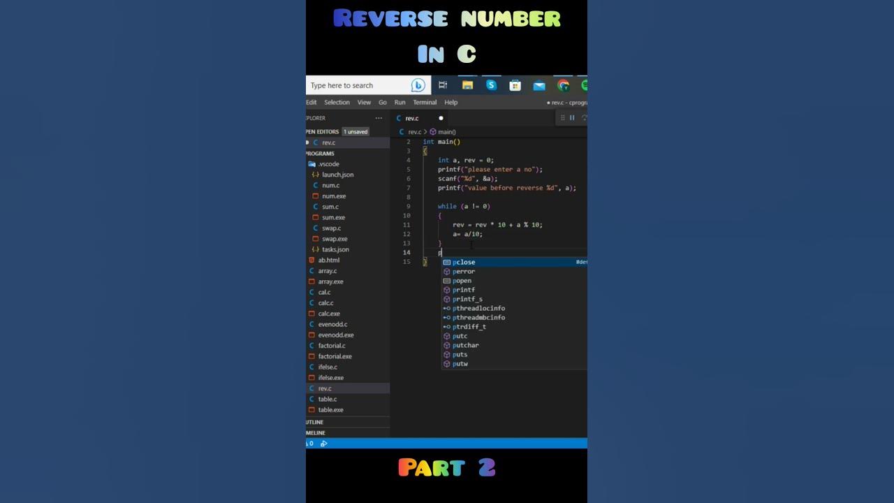 Reverse Number In C Part 2 Development Trendingshorts Coding Code Shorts Ctutorials