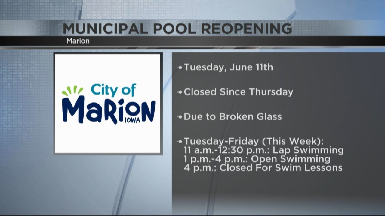 Marion Municipal Pool reopening on Tuesday - YouTube