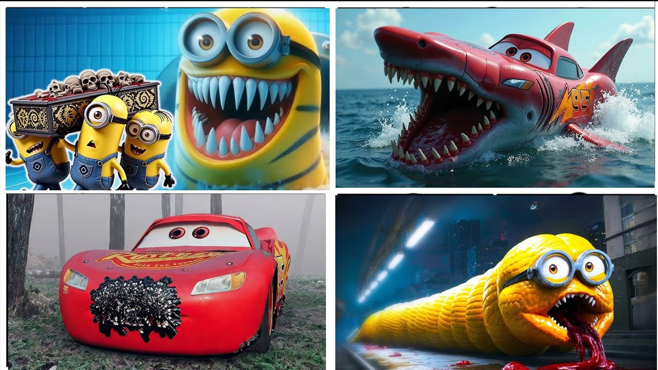Mcqueen Batman 🆚 Snake Minions 🆚 Minions EXE 🆚 Shark Mcqueen I Spinng ...