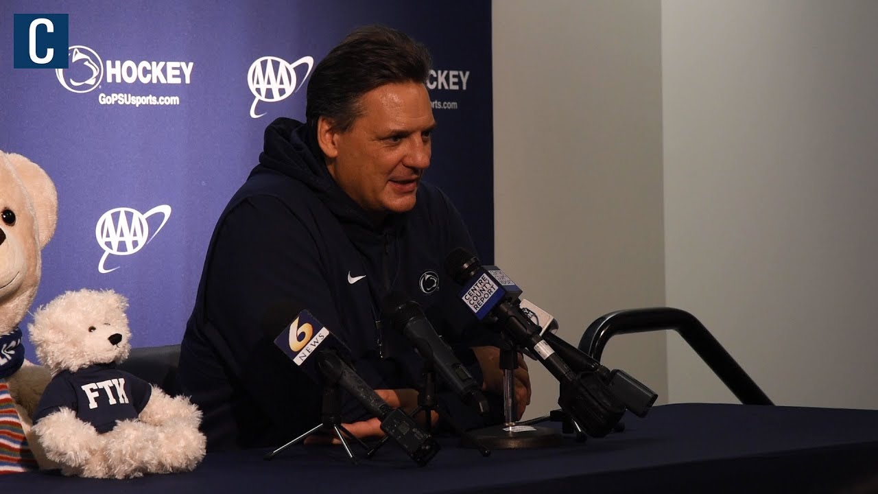 Guy Gadowsky previews Penn State hockey's series with Wisconsin - YouTube