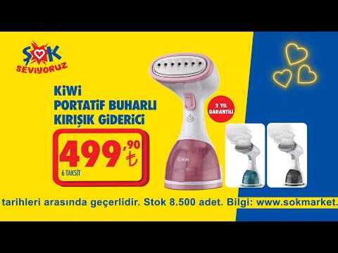 Kiwi Portatif Buharlı Kırışık Giderici hem #ŞOK'ta hem de Cepte ŞOK'ta!