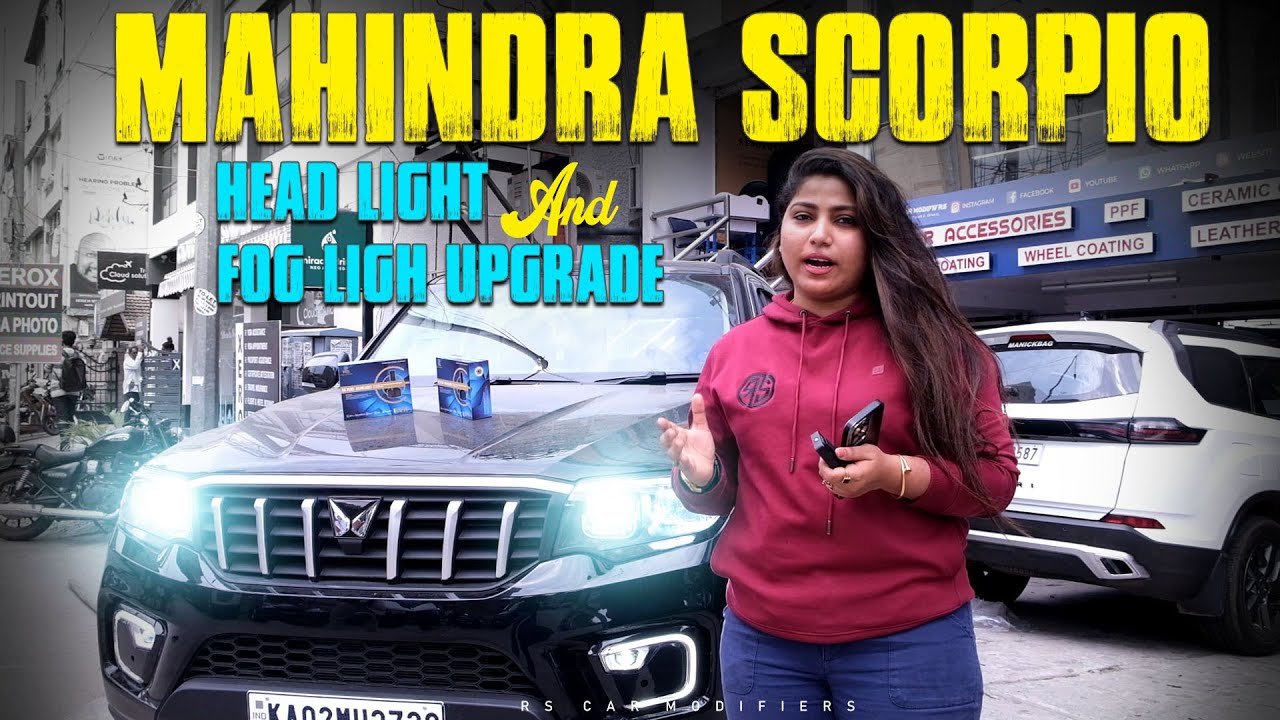 MAHINDRA SCORPIO HEADLIGHT AND FOG LIGHT INSTALATION | RS CAR MODIFIERS - YouTube