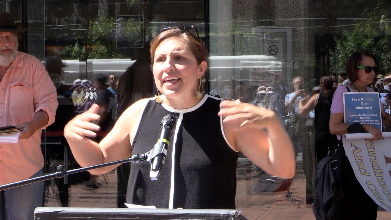 Teresa Mosqueda spoke at the Rally to Save Medicare on August 1, 2023 ...
