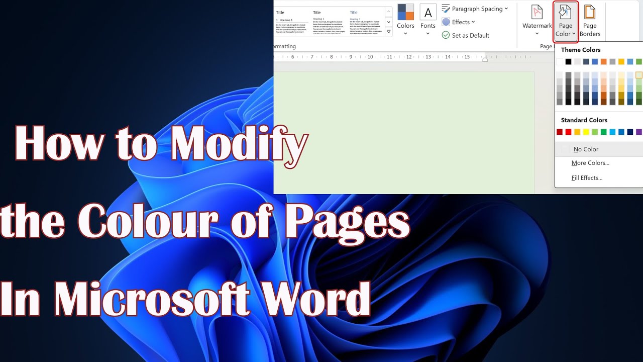 How to Modify the Colour of Pages in Microsoft Word - YouTube