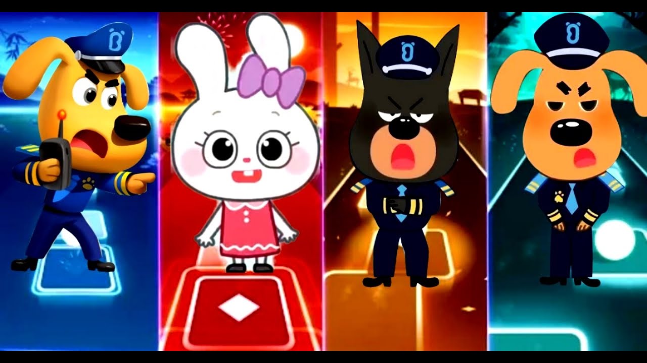 Sheriff Papillon 🆚 Police Officer 🆚 Sheriff Labrador 🎶 Tiles Hop EDM ...