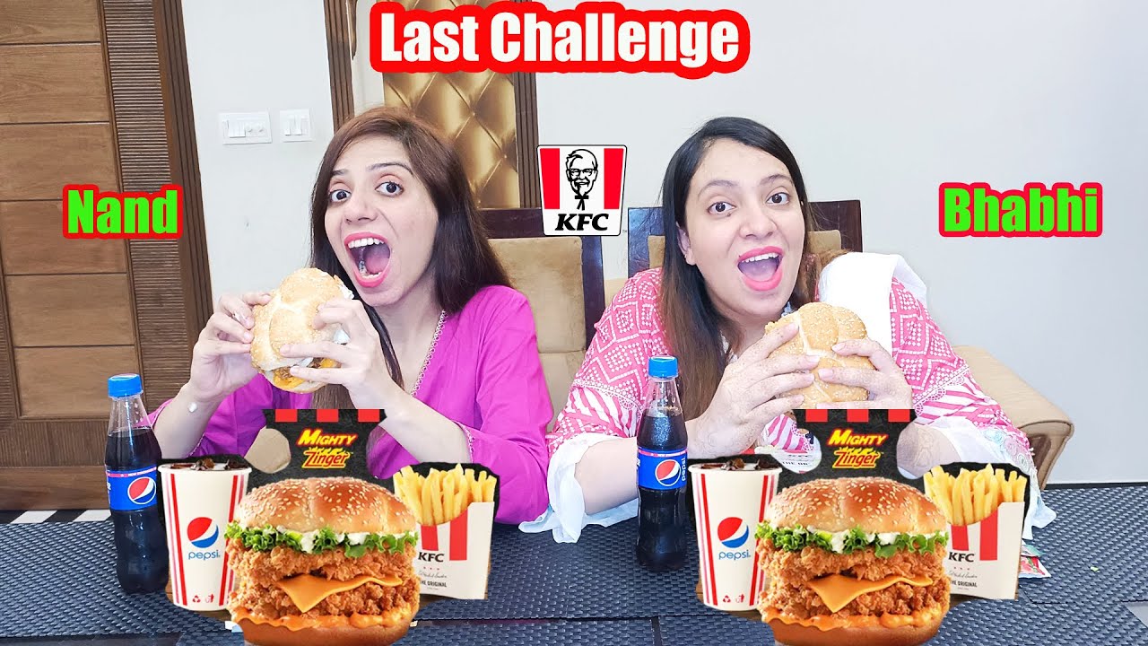 KFC Mighty Zinger Combo Last Challenge Between Nand & Bhabhi | Ayesha ...