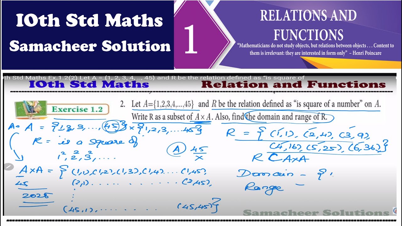 10th Std Maths Ex 1 2 2 Let A 1 2 3 4 45 And R Be The