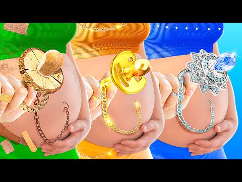 Rich vs Poor vs Giga Rich Pregnant! Expensive vs Cheap Pregnancy Gadgets!