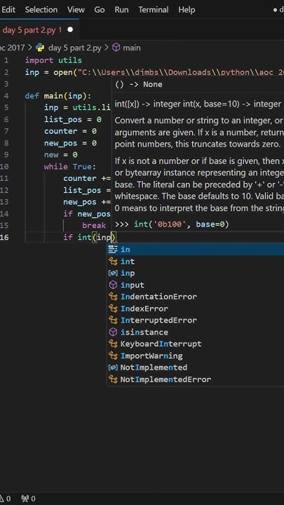 Advent of code 2017 day 5 part 2 #adventofcode #python#coding - YouTube