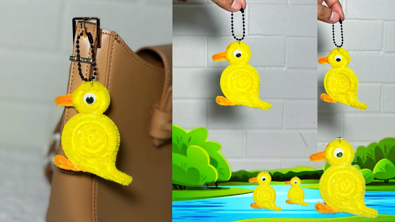 DIY Keychain With Pipe Cleaner - Fuzzy Wire Craft - How To Make A Duck ...
