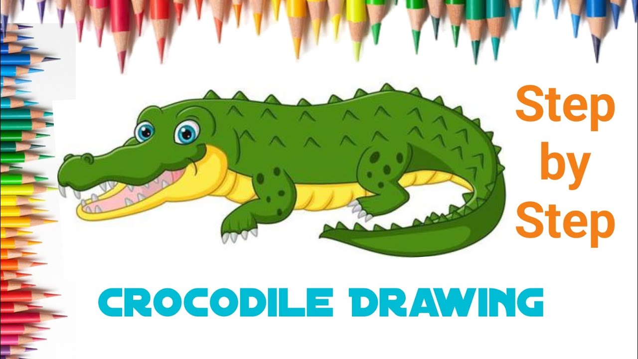 How to draw crocodile | Pencil drawing and Colouring for kids - YouTube