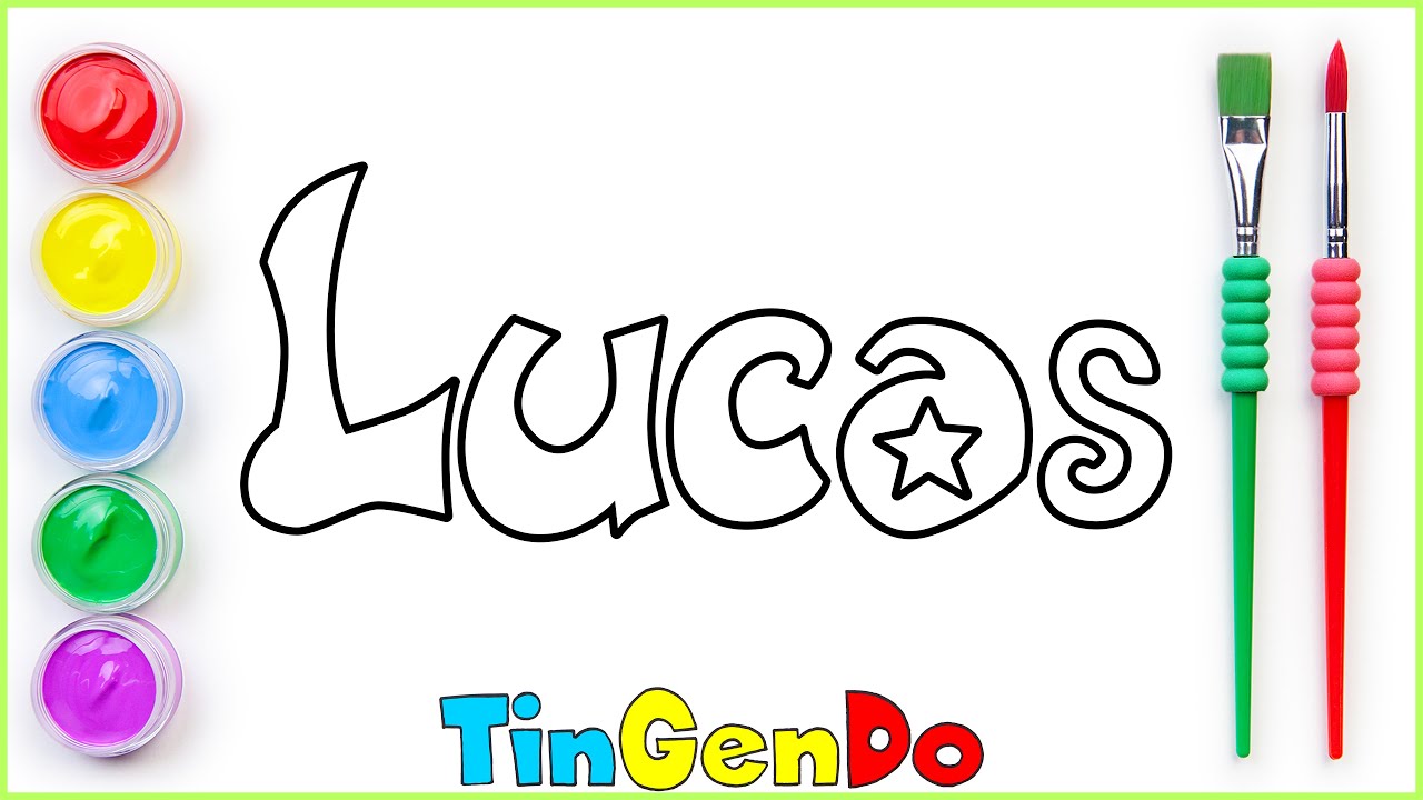 Let’s paint a name Lucas. We draw and color a name Lucas, then we ...