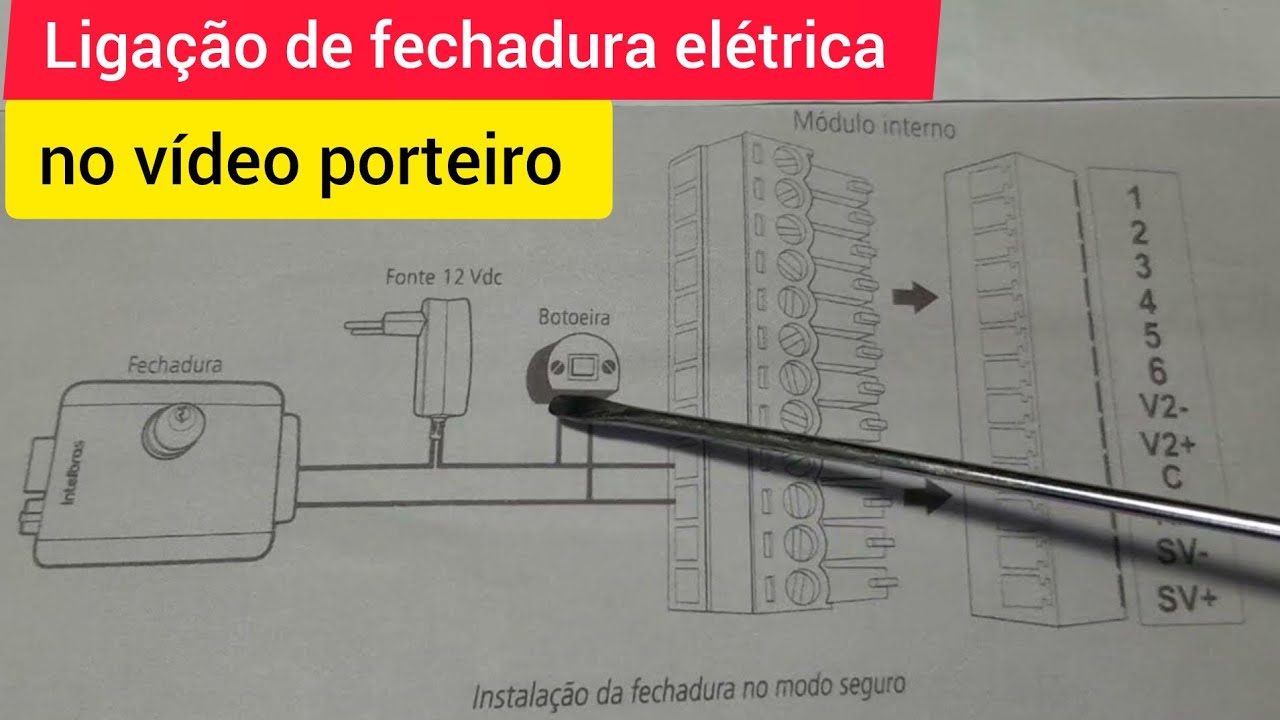 Esquema de ligação de uma fechadura elétrica com botoeira ao vídeo ...