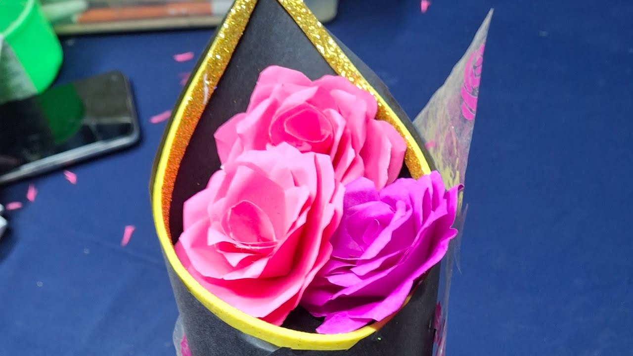 how to make A stunning paper flower bouquet//diy // valentine's day ...