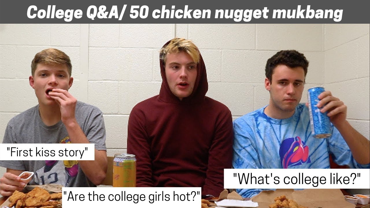 College Q&A with friends/50 Burger King chicken nugget mukbang - YouTube