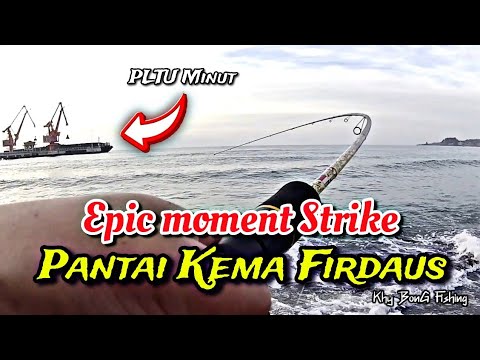 mancing pinggiran dan moment strike di pantai kema | ultralight casting - YouTube