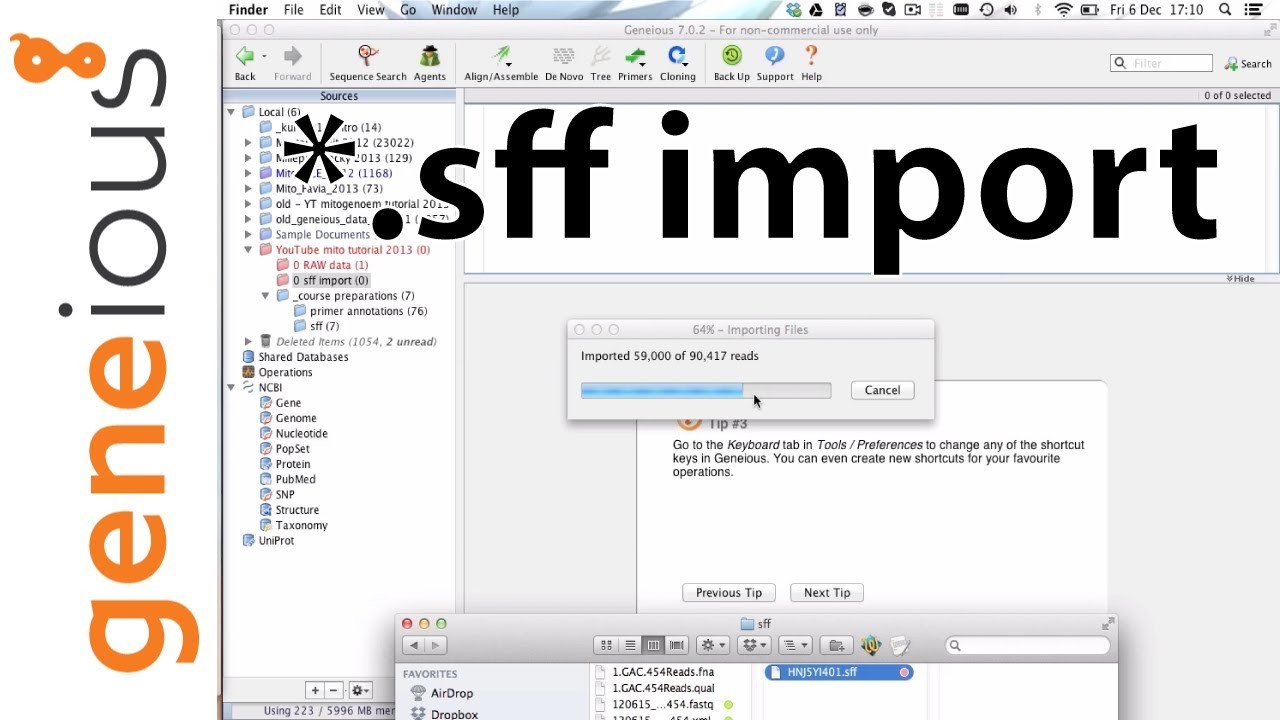 Direct import of 454 *.sff files with Geneious (Mitogenome Tutorial 2 ...