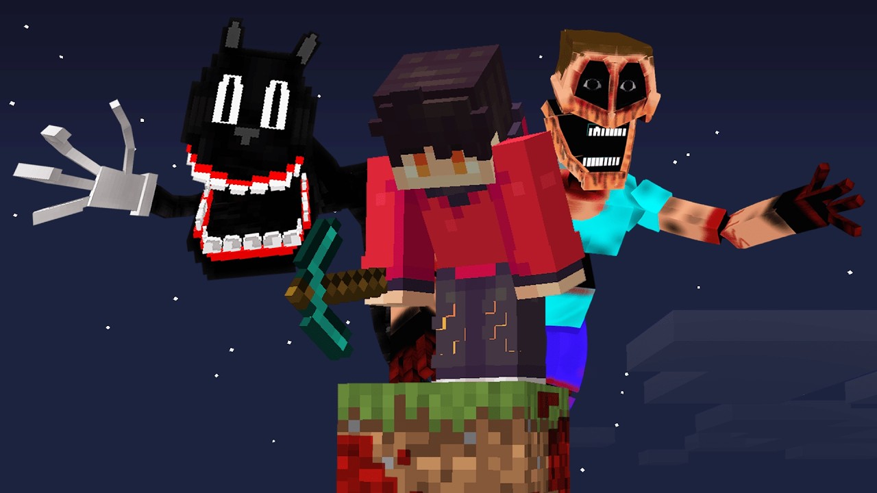 Surviving on Minecraft ONE BLOCK with EVERY HORROR MOD.. - YouTube